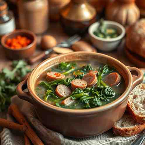 German Grünkohl - Kale & Sausage Soup Recipe | CulinaryCreationss
