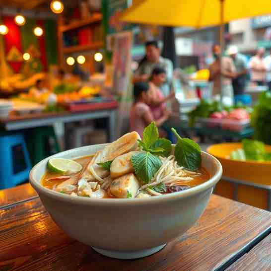 Cambodian Num Banh Chok - Asian Noodle Soup | CulinaryCreationss
